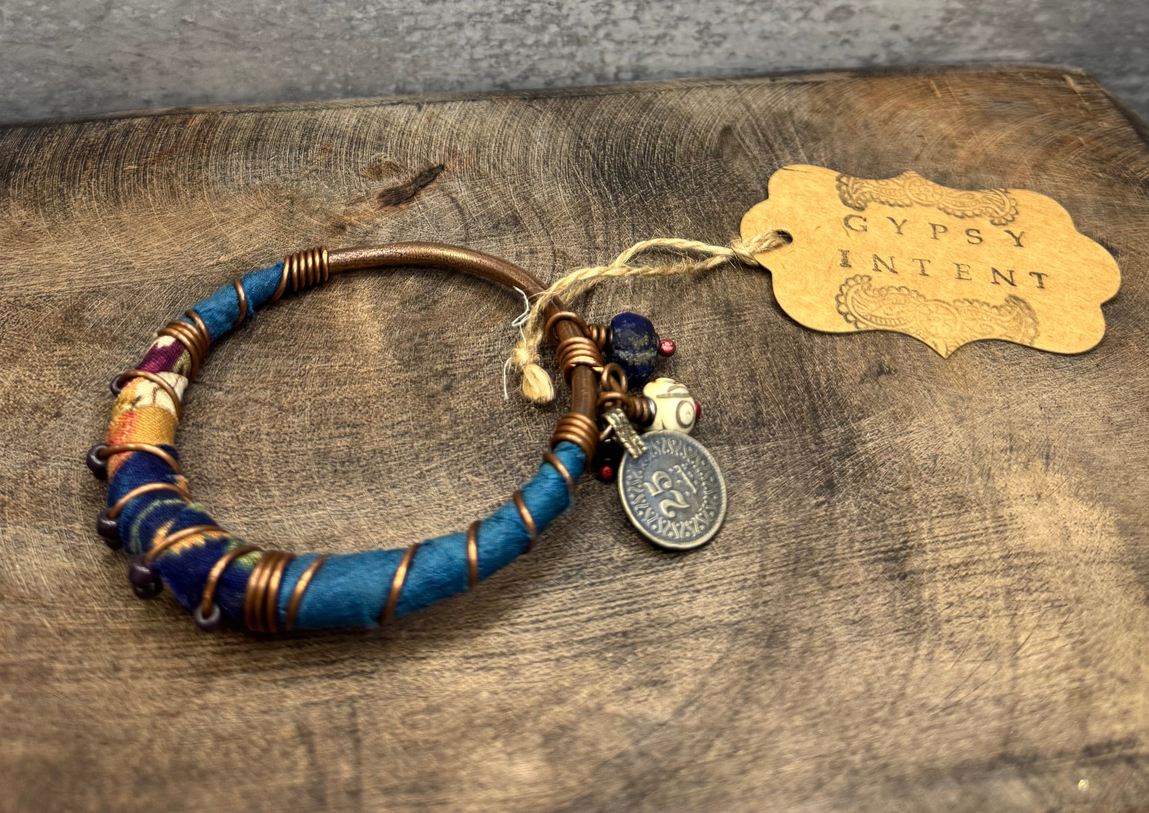 Silk Road Bangle - Blue & Floral – Kennedy Sue Gift & Home