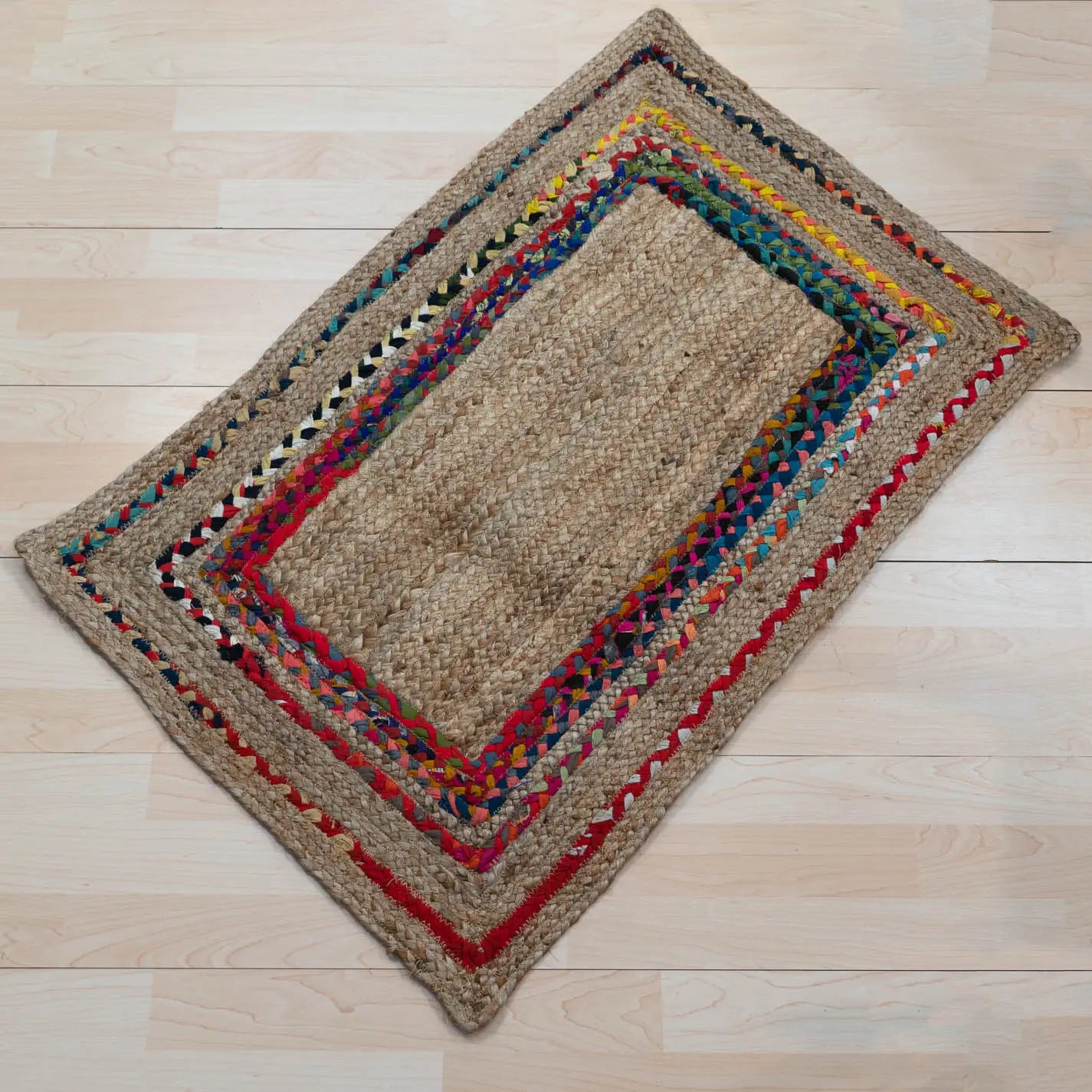 Natural & Multi-Color Jute Border Rectangle Rug – Kennedy Sue Gift & Home
