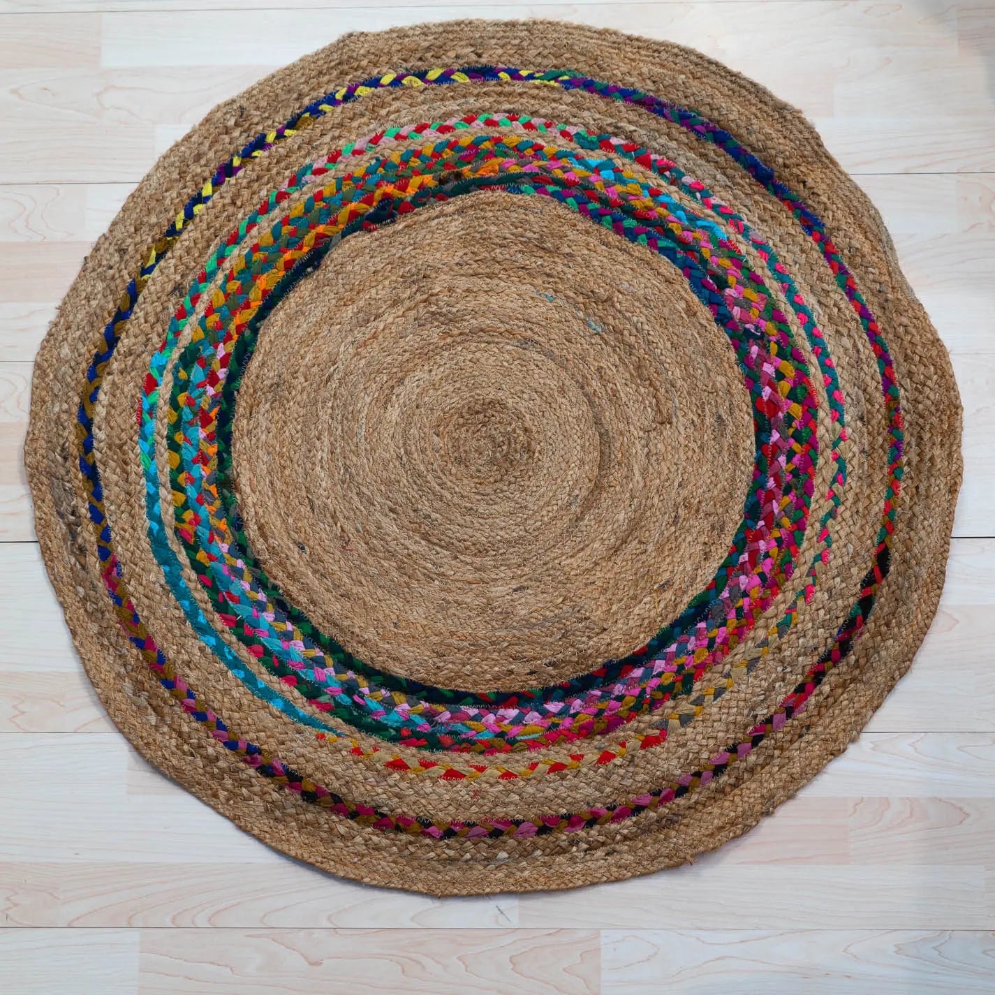 Natural & Multi-Colored Jute Round Border Rug – Kennedy Sue Gift & Home