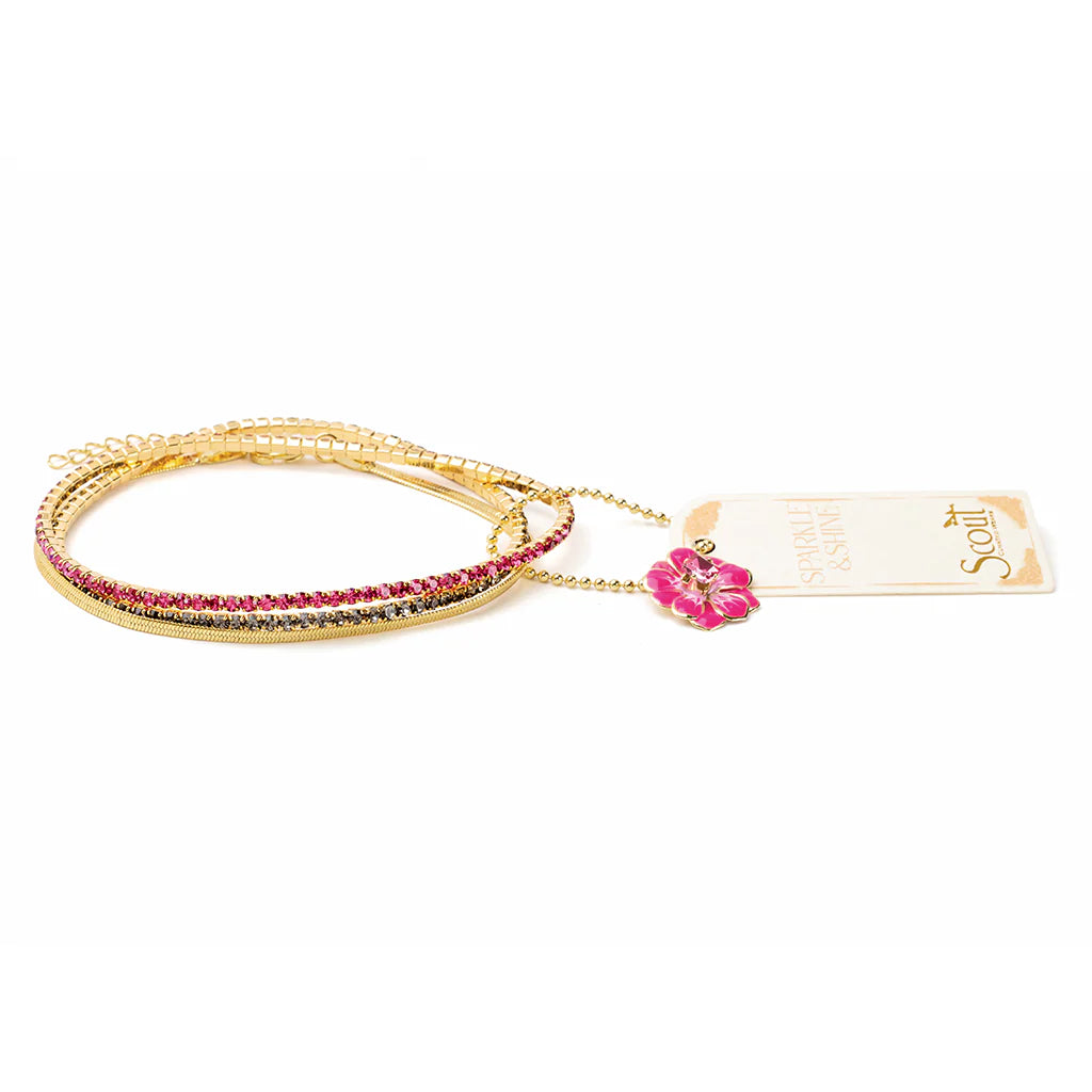 Sparkle & Shine Rhinestone Bracelet Trio - Fuchsia/Gold – Kennedy Sue ...