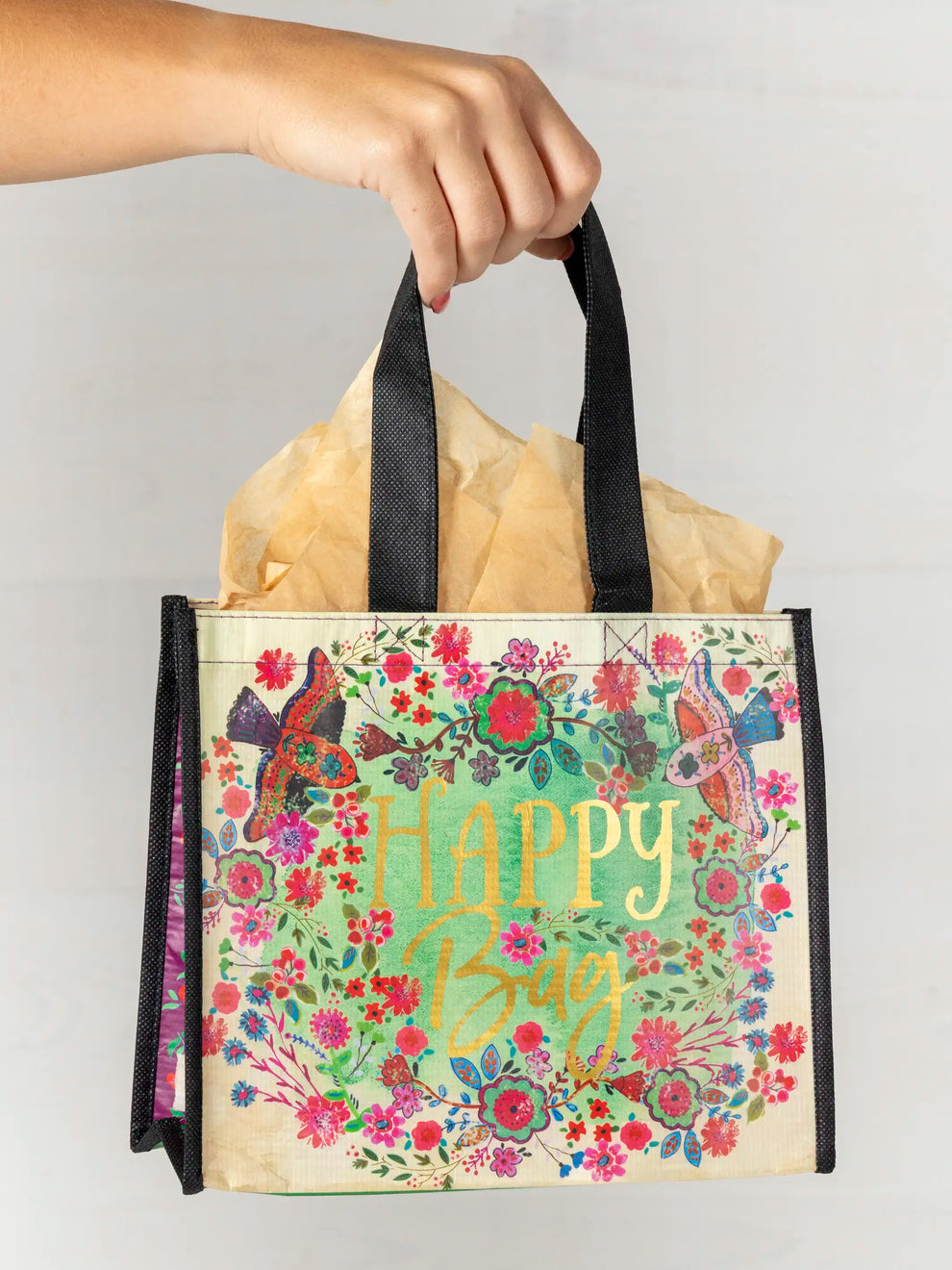 Medium Happy Bag- Cream Birds – Kennedy Sue Gift & Home