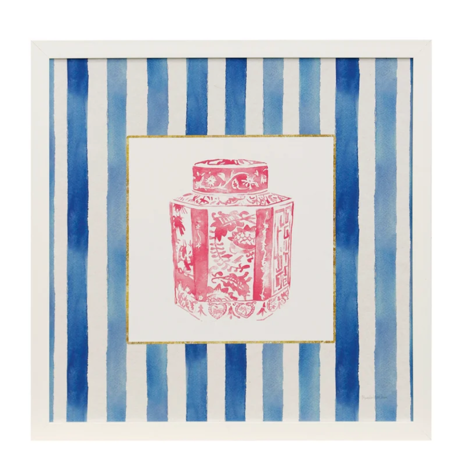 Blue & Pink Striped Ginger Jar Wall Art – Kennedy Sue Gift & Home