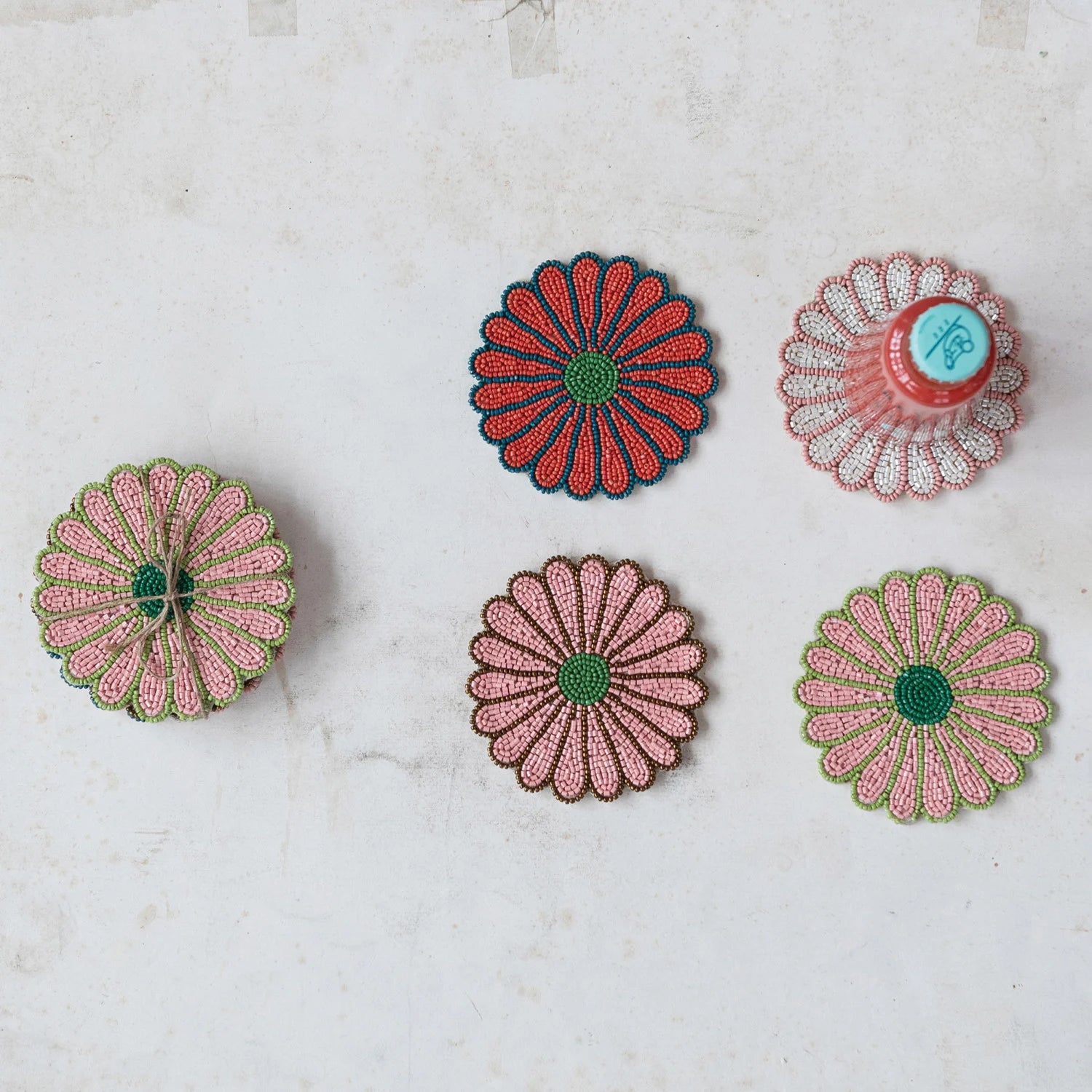Glass Beaded Flower Shaped Coasters – Kennedy Sue Gift & Home