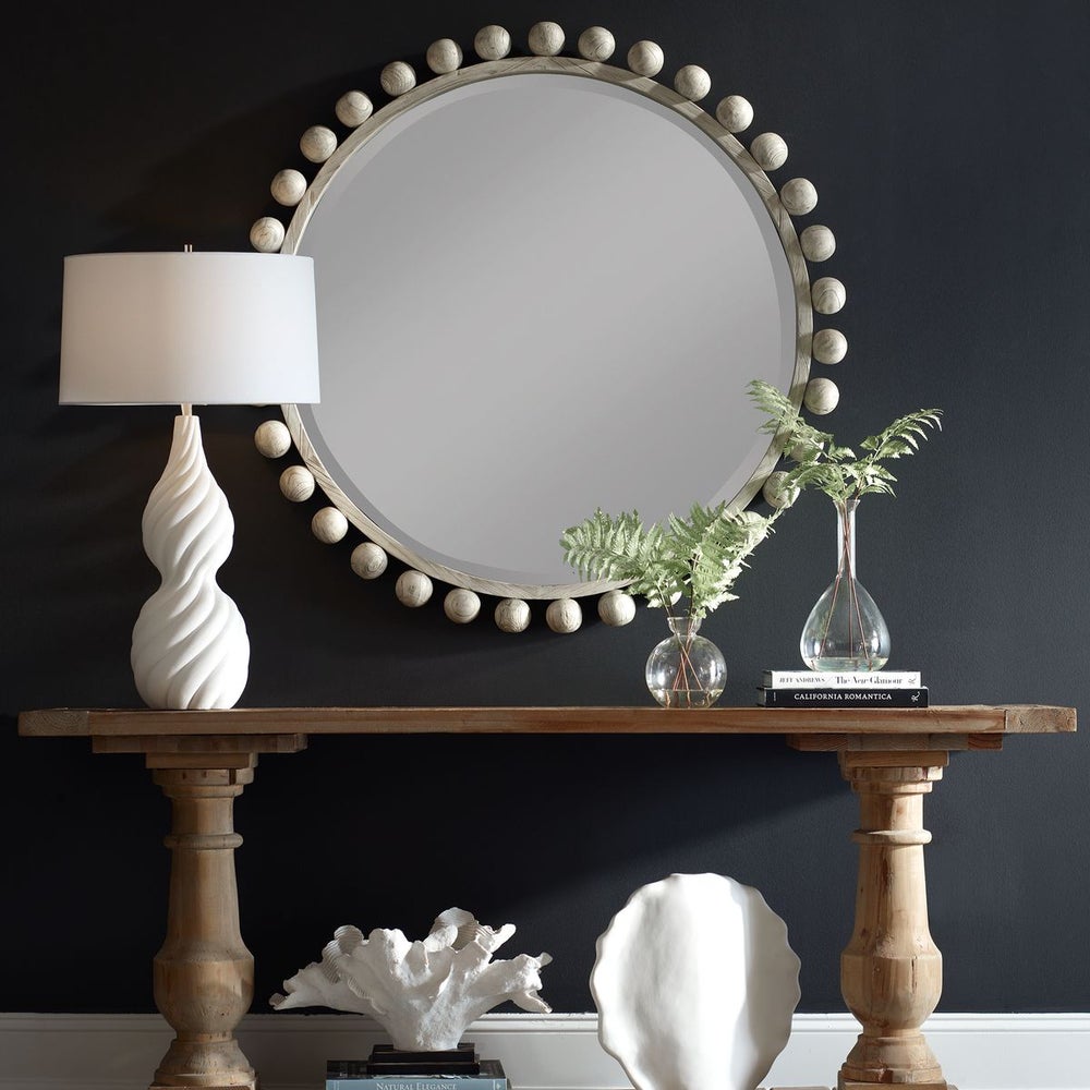 The Cyra Round Mirror, Ivory – Kennedy Sue Gift & Home