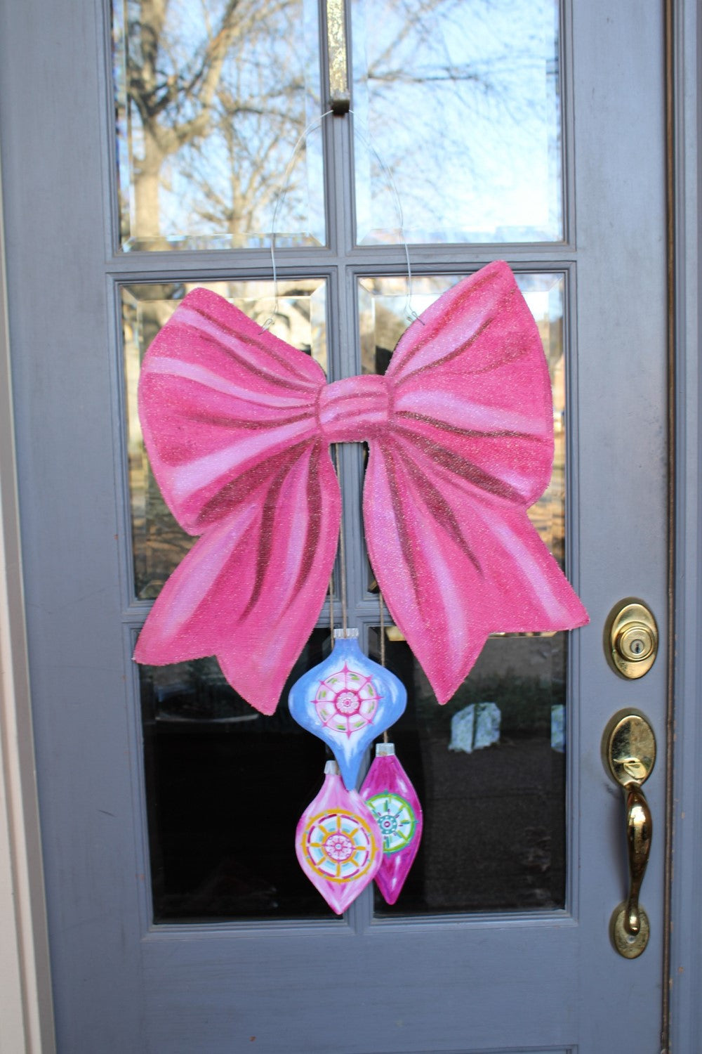 Hand-Painted Pink Bow Tree with Hanging Ornaments – Kennedy Sue Gift & Home