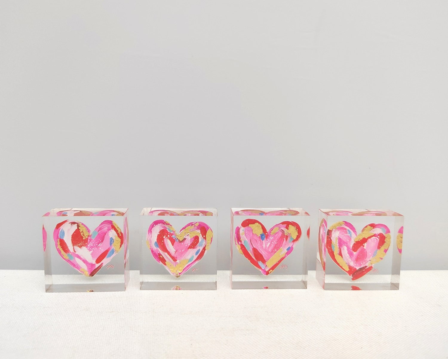Acrylic Heart Block with Gold Leafing – Kennedy Sue Gift & Home