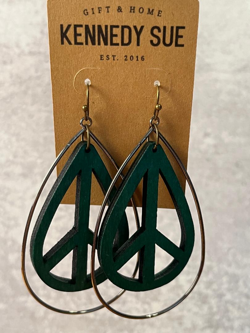 Peace Sign Teardrop Earrings – Kennedy Sue Gift & Home
