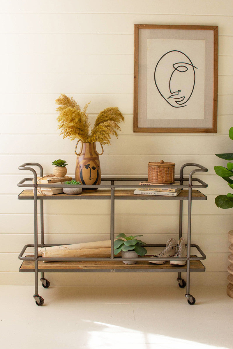 Rolling Wood & Iron Cart – Kennedy Sue Gift & Home