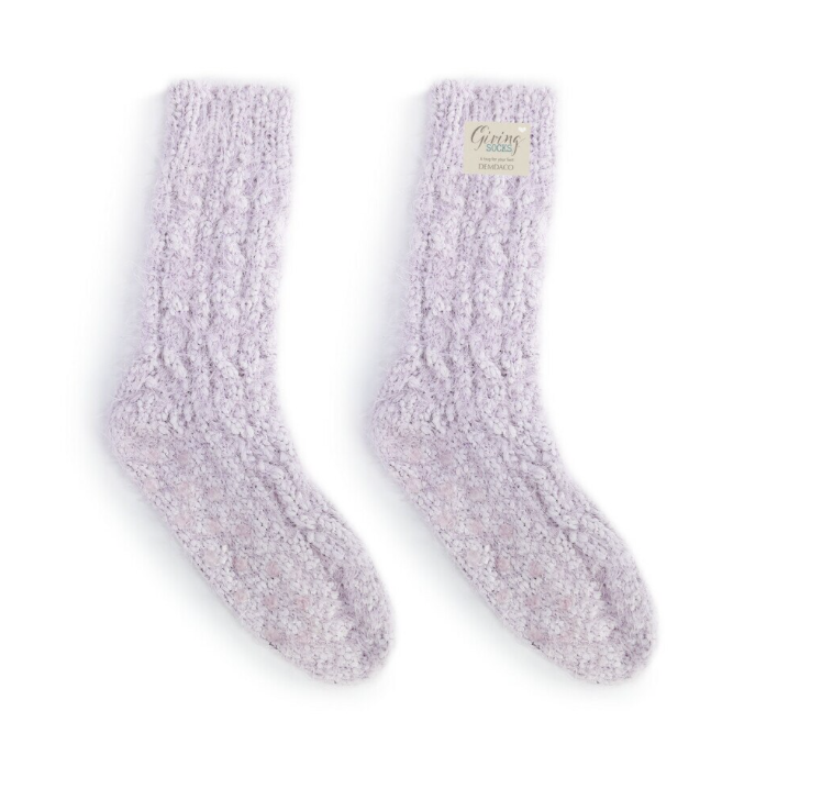 Purple Fuzzy Giving Socks with Grippers – Kennedy Sue Gift & Home
