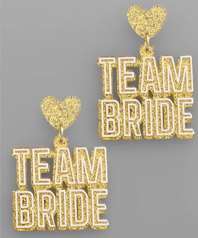 Gold "TEAM BRIDE" & Heart Earrings – Kennedy Sue Gift & Home